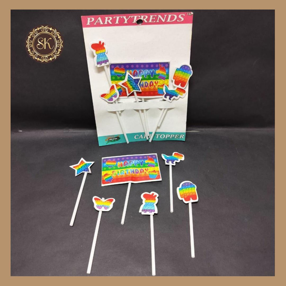 Theme Cake Toppers - 6pcs, Happy Birthday Cake Toppers | Party Cake To ...