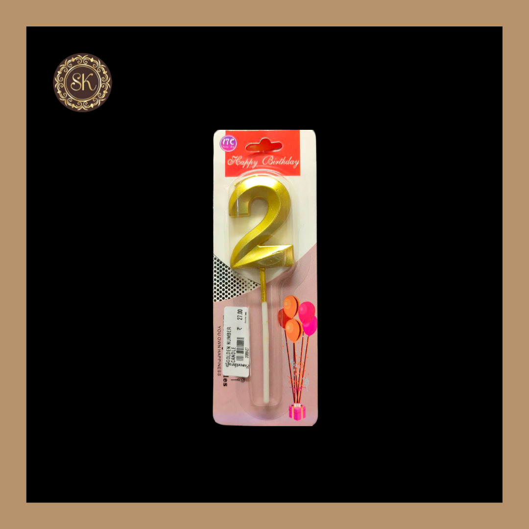 Golden Number Tow Birthday Candle | 2 Number Birthday Candle | Pack Of ...