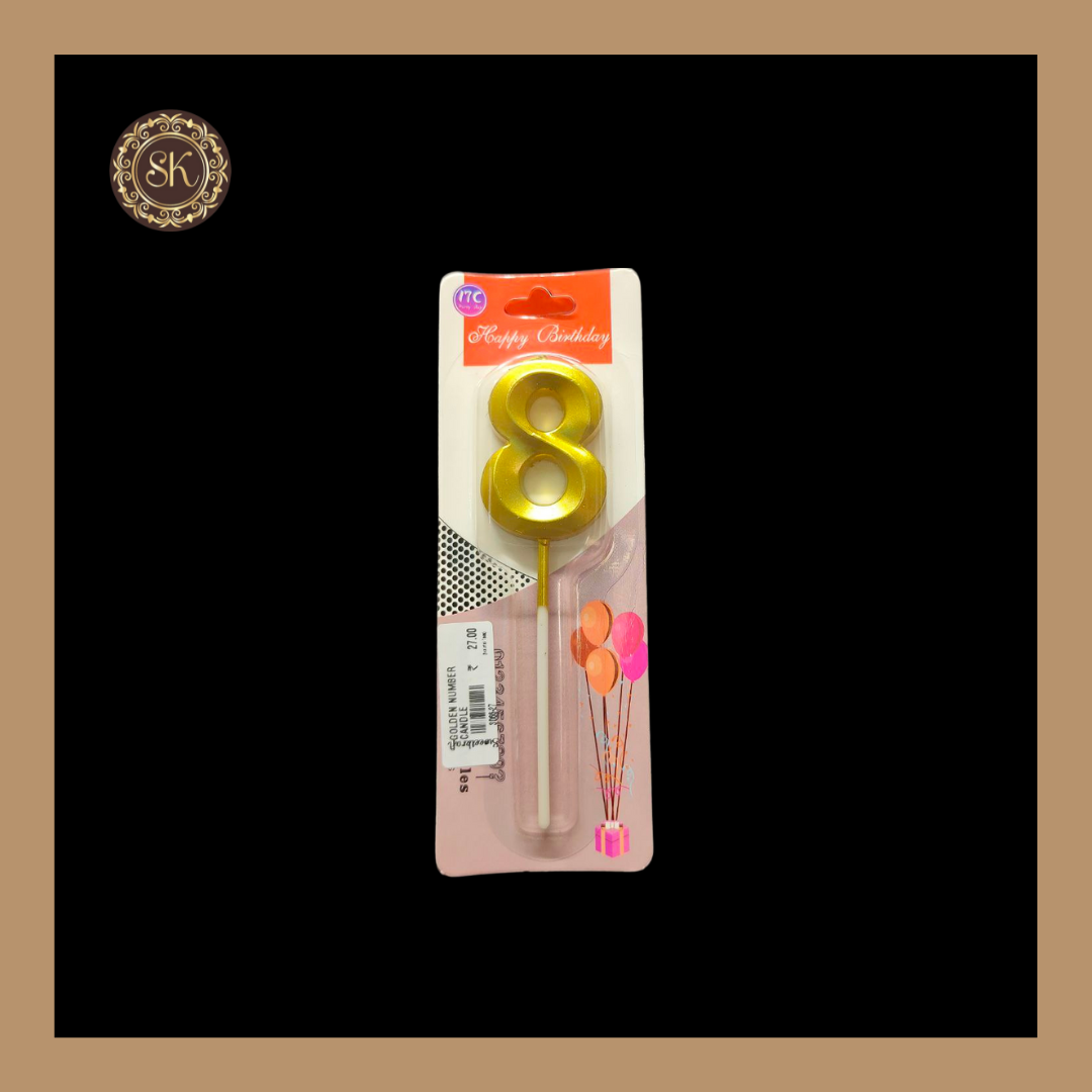 Golden Number Eight Birthday Candle | 8 Number Birthday Candle | Pack ...