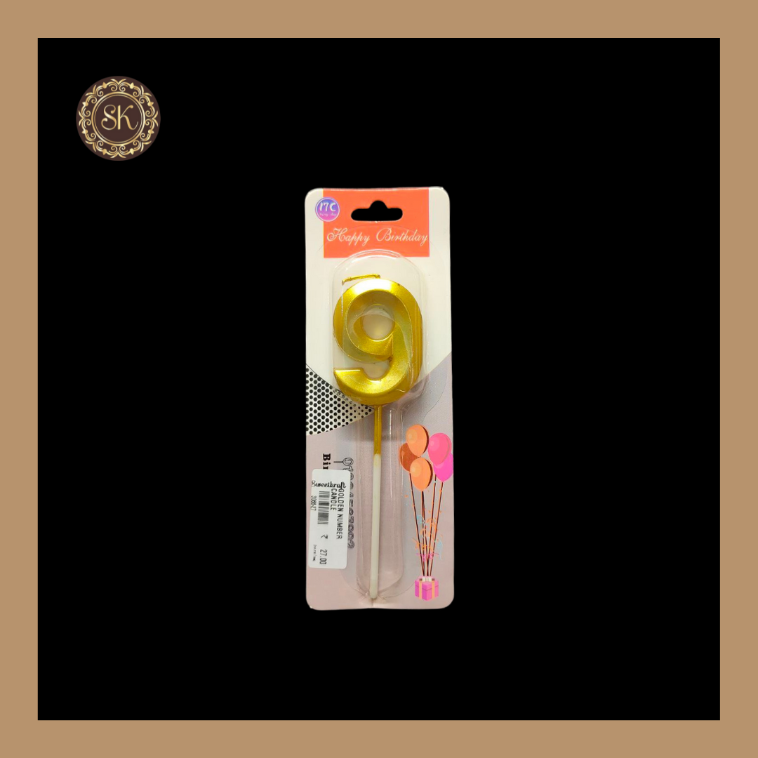 Golden Number Nine Birthday Candle | 9 Number Birthday Candle | Pack O ...