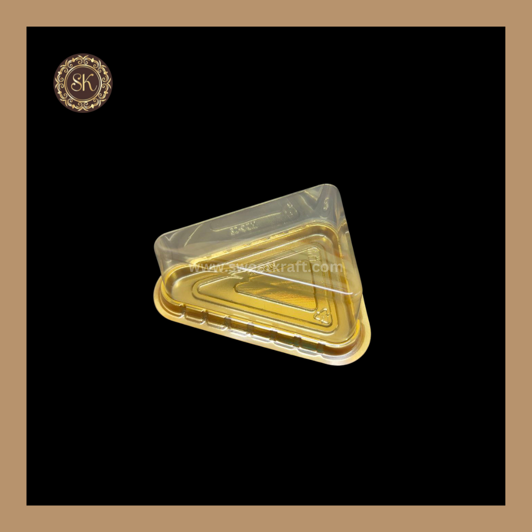 Triangle PVC Pastry Container | Triangle Dome Pastry Box | Golden - Wi ...