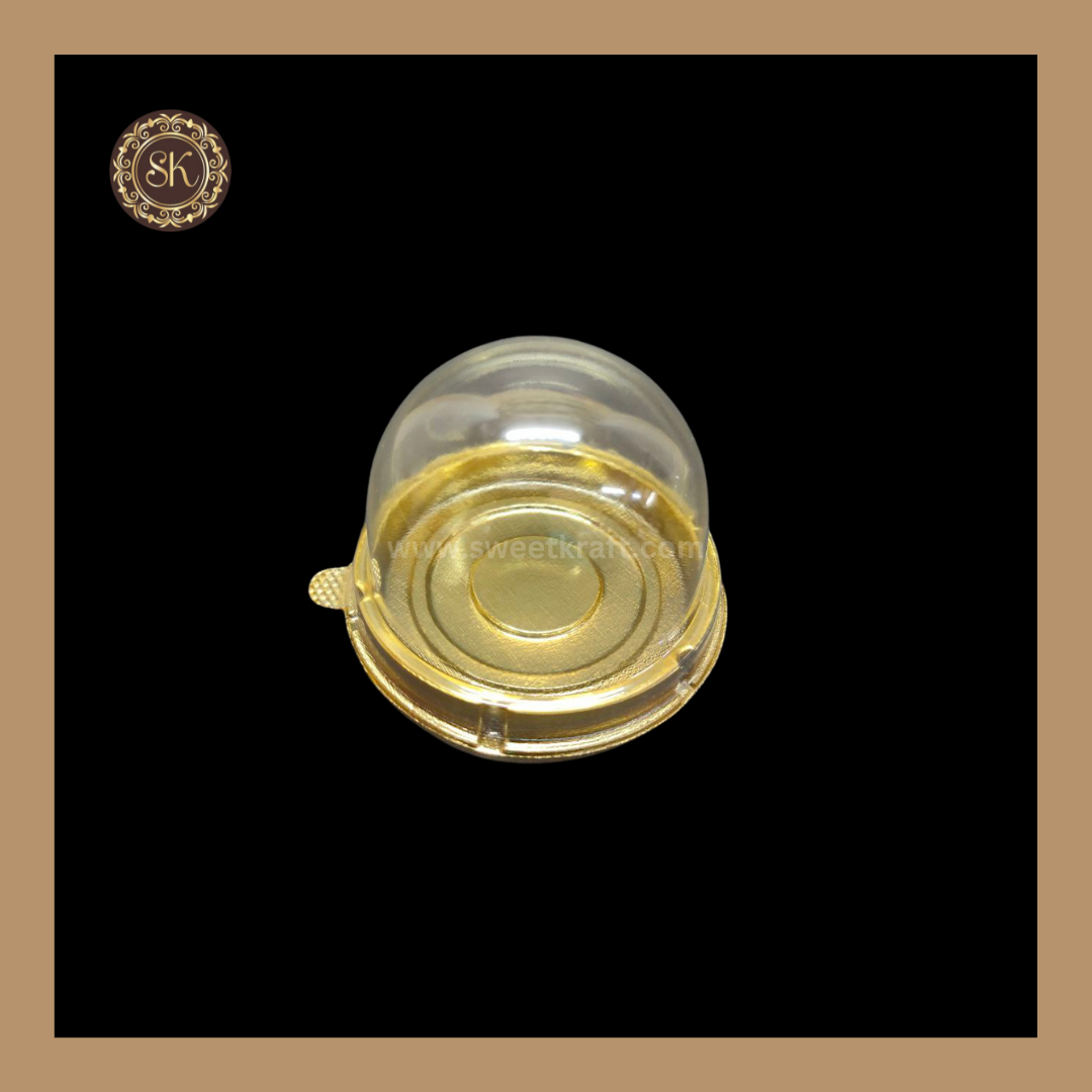 Mini Round PVC Pastry Container | Round Dome Pastry Box | Golden - Wit ...
