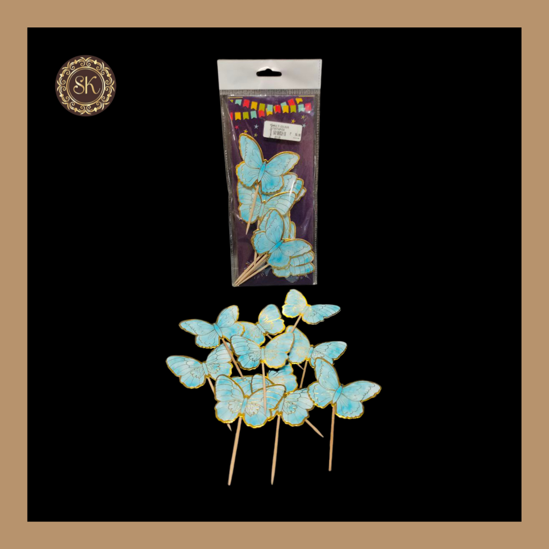 Toothpick Cake Topper | Golden Foil Butterfly | Blue Colour butterfly ...