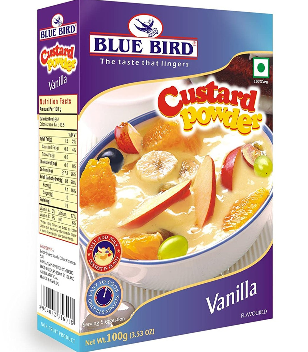Custard Powder Vanilla 100gms - Blue Bird – Sweetkraft | Baking supplies